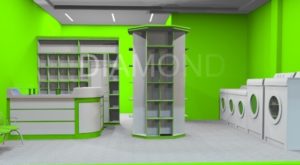 Ide Desain Interior Usaha Laundry | Backdrop Solo